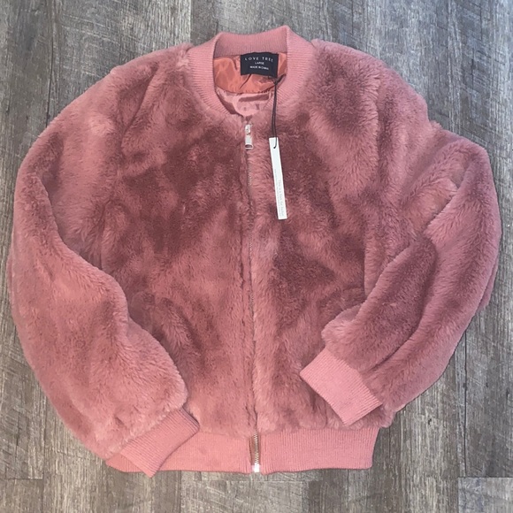 Jackets & Coats | Pink Fuzzy Bomber Jacket | Poshmark
